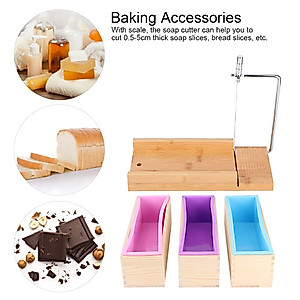 Soap Making Kit, Soap Cutter, Silicone Soap Molds, Soap Making Tools, 1200ml DIY Silicone Soap Making Mold Wooden Box Set Manual Soap Cutter with Scale Kitchen Tool