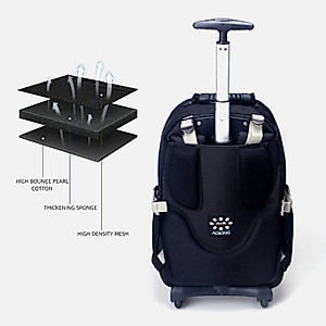 AOKING 22 Inch Water Resistant Rolling Wheeled Backpack Laptop Compartment Bag (22inch, Blue)