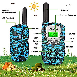 LOOIKOOS Walkie Talkies for Kids, 3 KMs Long Range Walky Talky Radio Kid Toy Gifts for Boys and Girls 3 Pack