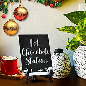 Hot Chocolate Station Table Sign with Easel, Reindeer Design 6 x 8" (Black)