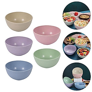 Hemoton 10pcs Unbreakable Cereal Bowls Wheat Straw Fiber Dishwasher and Microwave Safe Bowls for Dinner Dessert Rice Soup Pink Blue Beige Green Purple
