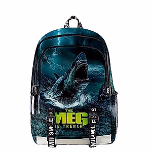 The Meg 2 The Trench Shoulders Backpack Women Men Fashion Daypack Casual Travel Bag (E)