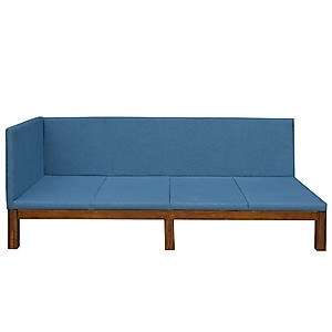 Merax, Blue Upholstered Daybed/Sofa Frame/Wood Floor Linen Cover Mattress/Futon Sleeper Beds, Twin Size