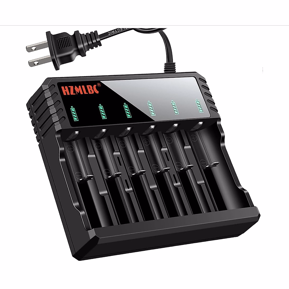 18650 Battery Charger Universal Smart Charger with LED Indicator for Flashlight Headlamp Batteries Compatible 3.7V Li-ion 26650 18500 14500 Rechargeable Batteries Charger (Only 6-Slot AC Charger)