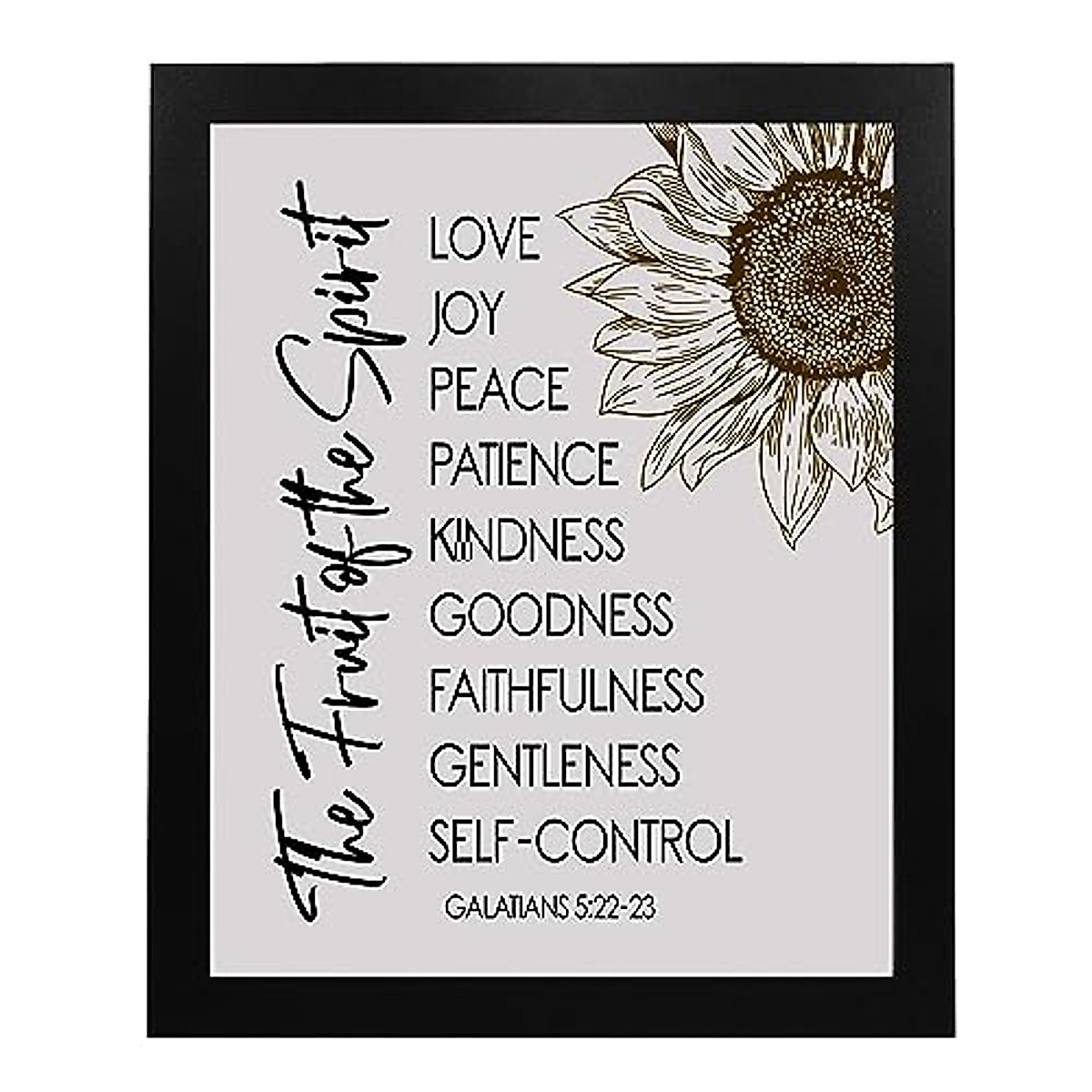 Fruit of the Spirit - Sunflower Rustic Christian Wall Decor, Bible Verse Inspirational Wall Art Flowers Print For Living Room Decor, Home Decor, Office Decor, Farmhouse Decor, Church, Unframed - 11x14