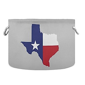 Krafig Texas Map Round Collapsible Storage Basket, Large Toy Storage, Laundry Baskets, Open Home Storage Bins for Toy Organizer, Home Decor, Clothes, Toys