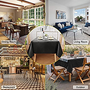 homing Rectangle Vinyl Tablecloth, 100% Waterproof Spillproof Plastic Table Cloth, Wipe Clean Table Cover for Dining Table, Buffet Parties and Camping (Black, 60" x 84")