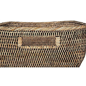 La Jolla Oblong Rattan Storage and Shelf Basket, Black-Wash
