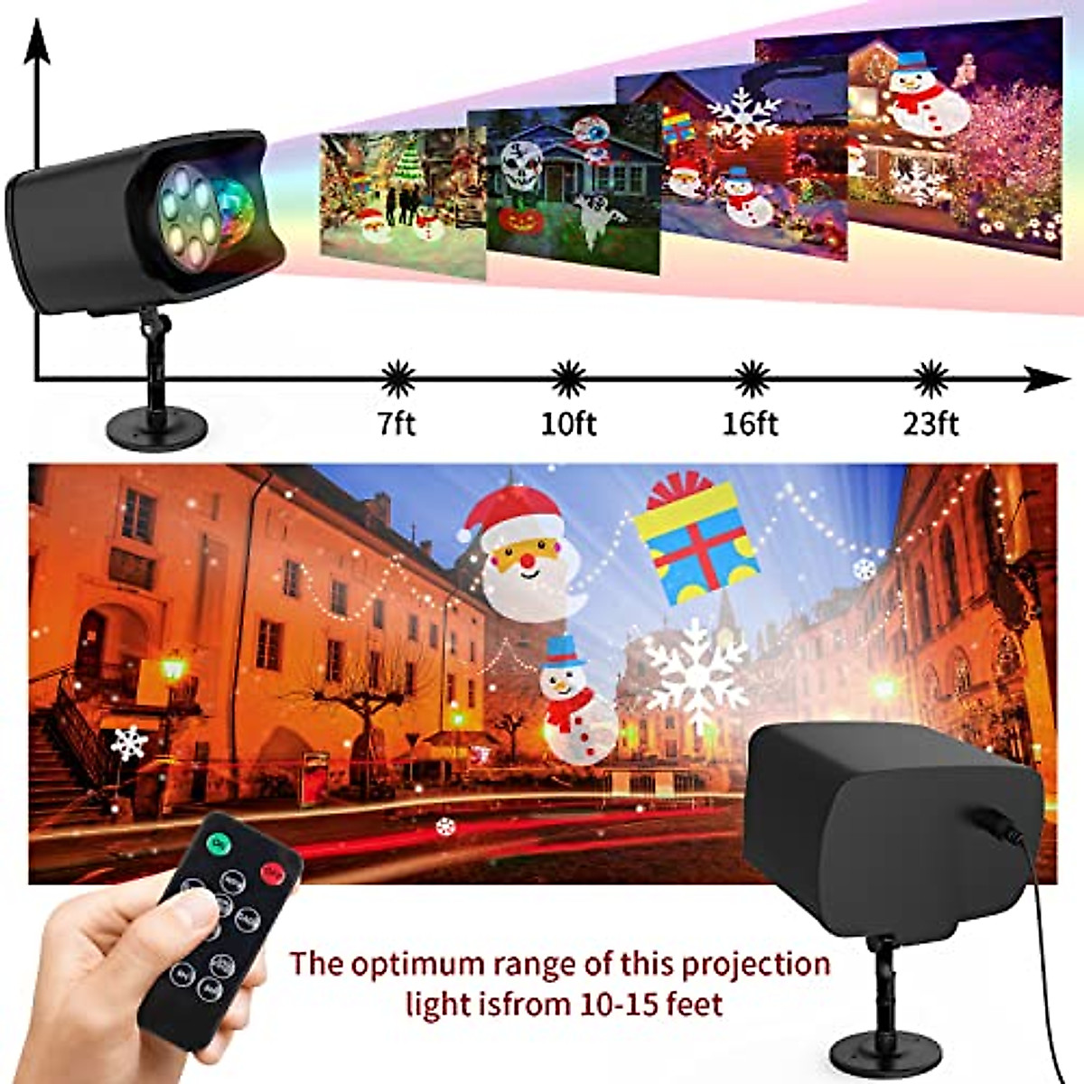 Halloween Christmas Projector Lights, 2 in 1 LED Water Wave Projector Light, Various Patterns Can Be Switched Freely with Remote Control, Used for Halloween Xmas Theme Holiday Party Decorations