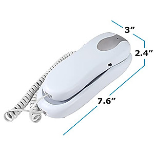 Slimline White Colored Phone for Wall Or Desk with Memory