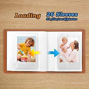 52 Pockets Mini Photo Album for Fujifilm Instax Mini Instant Film, Polaroid Snap, Z2300, SocialMatic Instant Cameras & Zip Instant Printer (Brown, 1Pack)