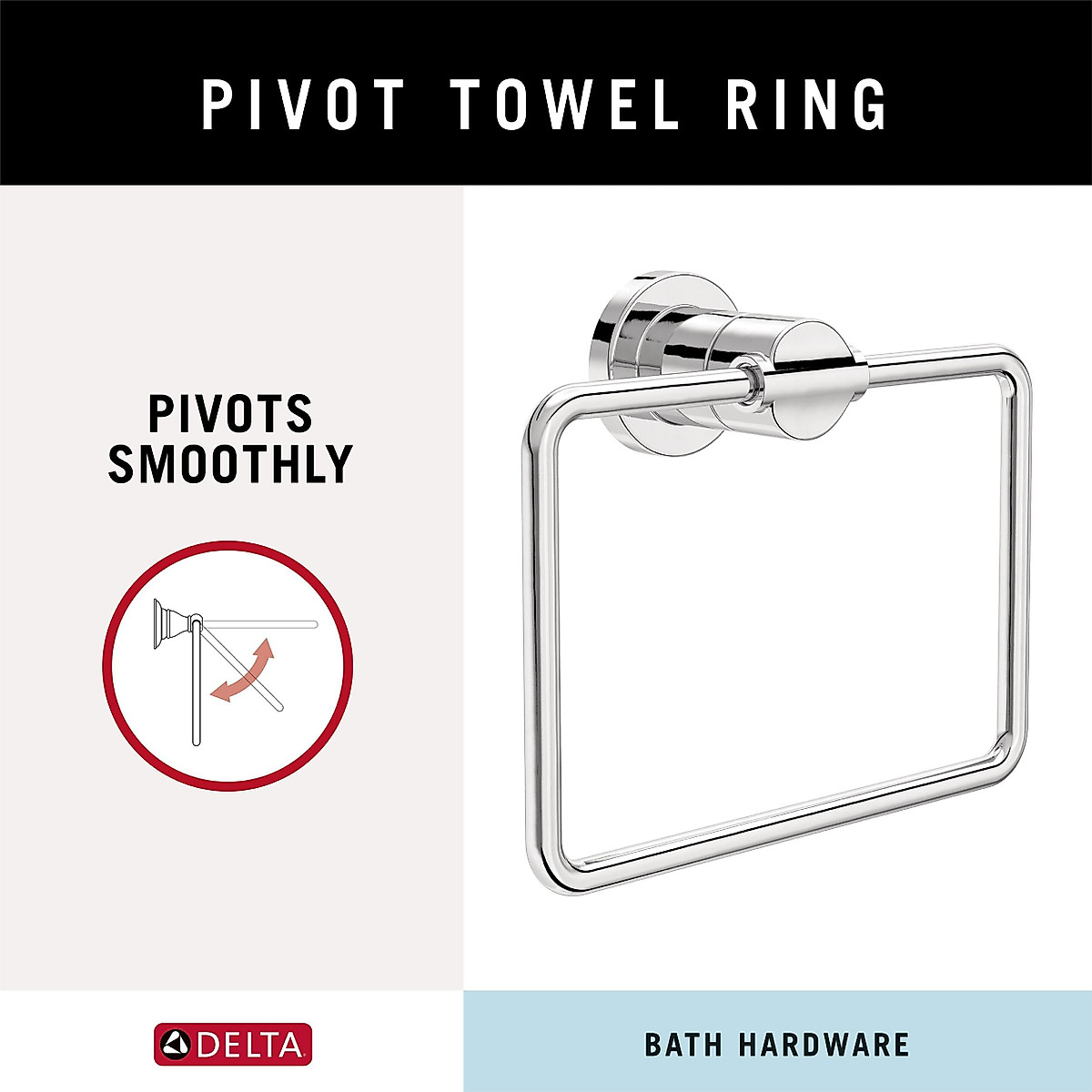 DELTA FAUCET NIC64-PC Nicoli 4-Piece Bath Hardware Set 18 to 24 in. Towel Bar, Toilet Paper Holder, Towel Ring, Towel Hook in Polished Chrome