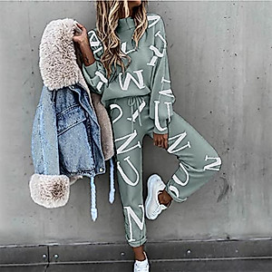 Waffle Knit Pajamas Women Two Piece Lounge Sets 2 Piece Sweatsuits for Women Blue Button up Cardigan Zipper Jacket with Sweatpants Jogger Hoodie Womens Fall Shirts Sweatshirt Sweatpants Two Piece