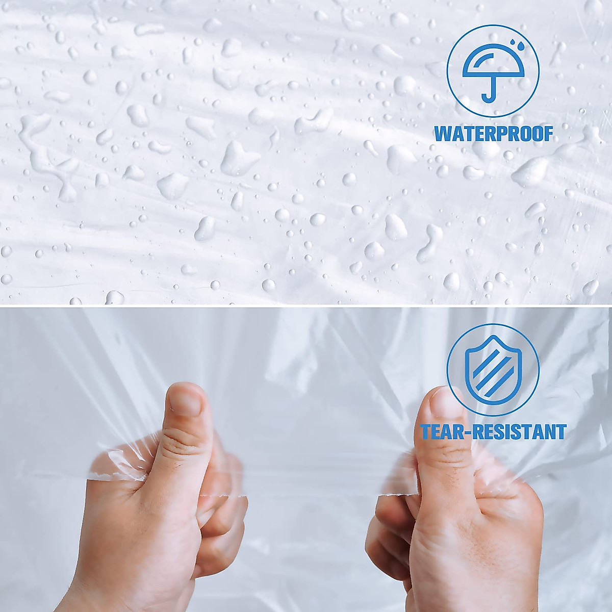 PILOT FISH 2 Mil Plastic Drop Cloth for Painting, Plastic Sheeting 3 Pack 9x12 Feet Waterproof Drop Cloth Heavy Duty Thick Traps Clear Cloth for Furniture Cover, Dustproof Tear Resistance Couch Cover