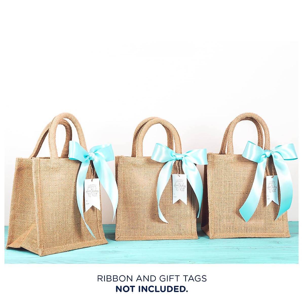 Imagine Color 10 Small Burlap Gift Bags with Handles, Wedding Welcome Gift Bags, Bridesmaids Gifts, Bachelorette Gift Party Favors Swag bags Decorating DIY Reusable 8”x 8”x 6