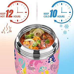 Healthlif 17oz Thermo for Hot Food, Vacuum Soup Thermo Small Kids Hot Food Container with Spoon, Stainless Steel Lunch Box Insulated Food Jar Leak Proof Soup Thermo for Adult Kids（Pink）