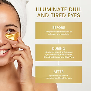 24K Gold Under Eye Patches, Eye Mask, Eye Patches for Puffy Eyes and Dark Circles, Eye Masks Skincare, Under eye patches for puffy eyes dark circles, Under eye treatment, Eye Care (32 Pairs)