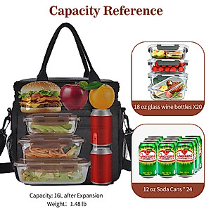 BAGNN Lunch Box & Lunch Bag for Men Women, Large Insulated Adult Lunch Box Leakproof Lunchbox Cooler Bag for Work Picnic Beach,16L, Black