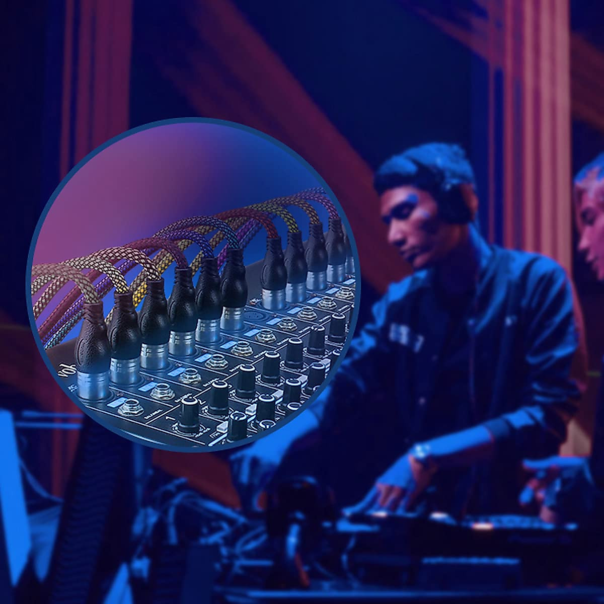 NUOSIYA XLR Cables, Microphone Cable Nylon Braided Colored Patch Cable Mic Cables, Double Shielded Balanced Cables for Microphone Audio Mixer Speaker System (50ft, Nylon Braided, 3 Colors Packs)