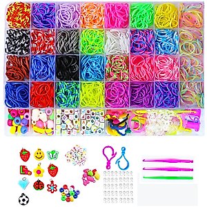 YUSLROB 2500+ Rubber Band Loom Bracelet Kit,Loom Bracelet Making kit,Best Gifts for Birthday and Christmas with, Rubber Band Refill Kit for
