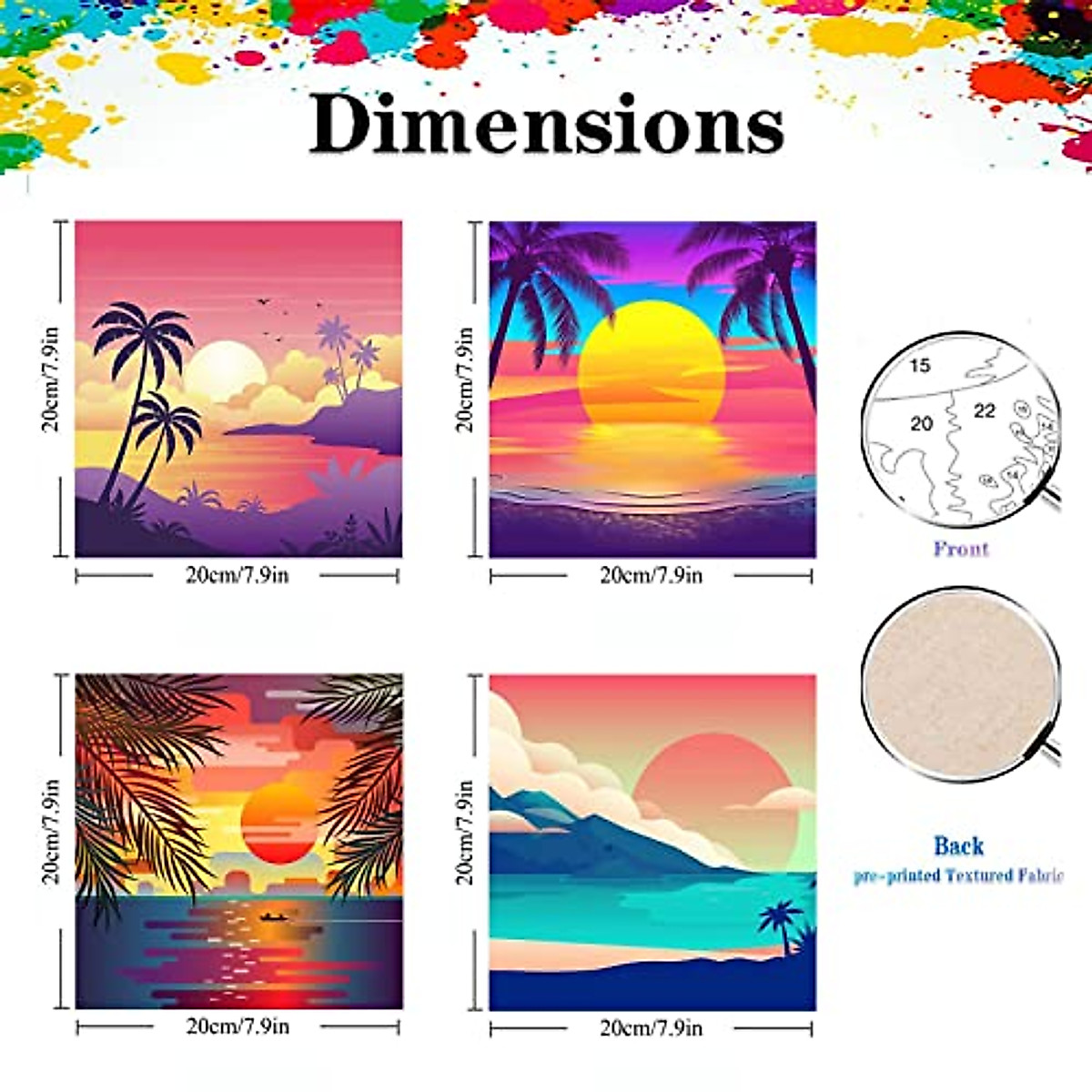 weharnc 4 Pack Paint by Number for Adults Landscape-Paint by Numbers for Adults Beginner,Seaside Sunset Scenery Paint by Number Perfect for Gift Home Wall Decor(8x8inch)