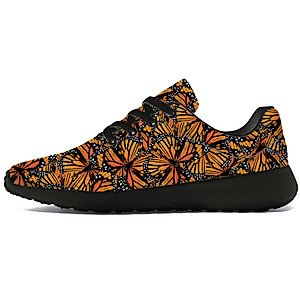Casual Sport Running Shoes for Women Men Yellow Monarch Butterflies Print Tennis Walking Sneaker Gifts for Butterfly Lover,US Size 11 Women/9.5 Men