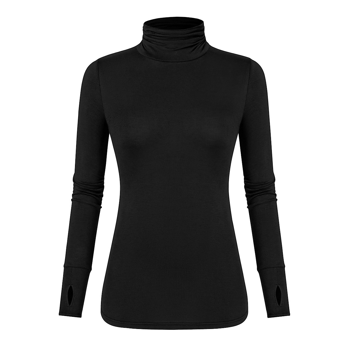 LUYAA 2023 Womens Basic Long Sleeves Warm Thermal Shirts Mock Turtleneck Tops Fitted Under Layer Black L Fall Spring
