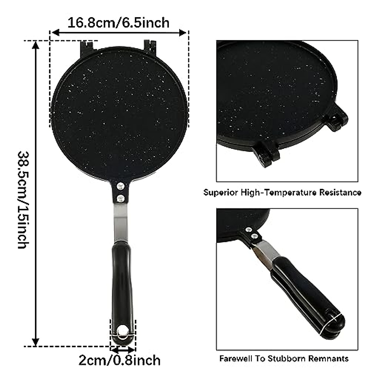 HOTBEST Tortilla Press Pan, Non-Stick Pancake Griddle with Bakelite Handle, Heavy-Duty Aluminum Tortilla Dough Press Pan Multipurpose Tortilla Press Stove Top Pan for Kitchen 15.1x6.6x0.7 inches