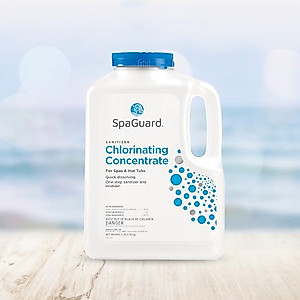 SpaGuard Chlorinating Concentrate 5lb Spa Chlorine with ScumBoat Scum Absorber & Digital Hot Tub Care Ebook