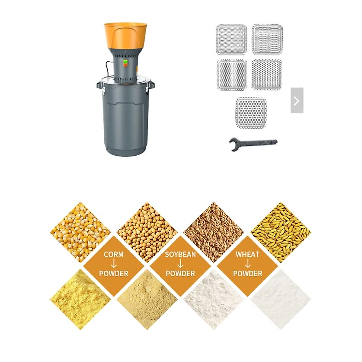 Electric Corn Grinder Grain Mill,1300W 110V Wheat Grinder,Feed Cereals Crusher Flour Mill Grinder 13.2Gallons (50L)