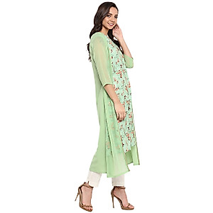 Janasya Kurta for Women Green