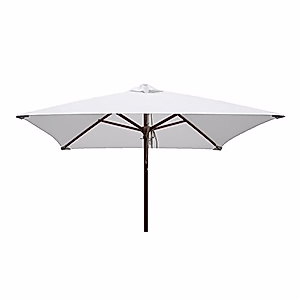 Heininger 1235 DestinationGear 6.5' Square Natural Classic Wood Patio Umbrella