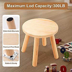 SOOPURKIDS Wooden Step Stool for Kids, 10 Inch Solid Kids Chairs fit with Sensory Table，Sturdy Sitting Stool with Assembled Four-Legged, for Children, Toddler,1 Pack