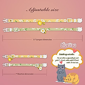 2 Pack Cotton Breakaway Cat Collar with Bell,Yellow&Green Flowers Pendant Cute Cat Collar Kitten Collar,Ideal for Girl Cats Boy Cats