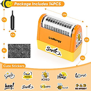 Identity Protection Roller Stamp LioNergy Extra Large Roller Identity Theft Prevention Security Stamp with 3 Refills, 10PCS Personalise Vinyl Waterproof Stickers –Orange Yellow