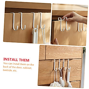 Abaodam 6 Pcs 1 Set door behind bed storage hanging white coat rack cabinet hooks over door hook organizer bedroom rack clothes hanging hooks double-row hooks no nails Coat hanger hat