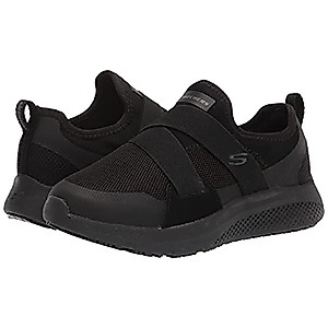 Skechers Women's Slip on Athletic Food Service Shoe, Black, 9 Wide