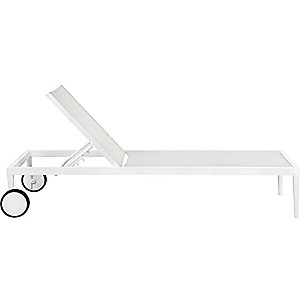 Meridian Furniture 373White Nizuc Collection Modern | Contemporary Resilient Mesh Water Resisting Fabric Upholstered Outdoor Patio Adjustable Sun Lounge Chair, 80.5" W x 29" D x 13.5" H, White