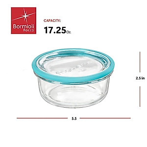 Bormioli Rocco Frigoverre Future Set Of 2 17.25 oz. Round Food Storage Container, Made From Durable Glass, Dishwasher Safe, Made In Italy, 2 Pack.
