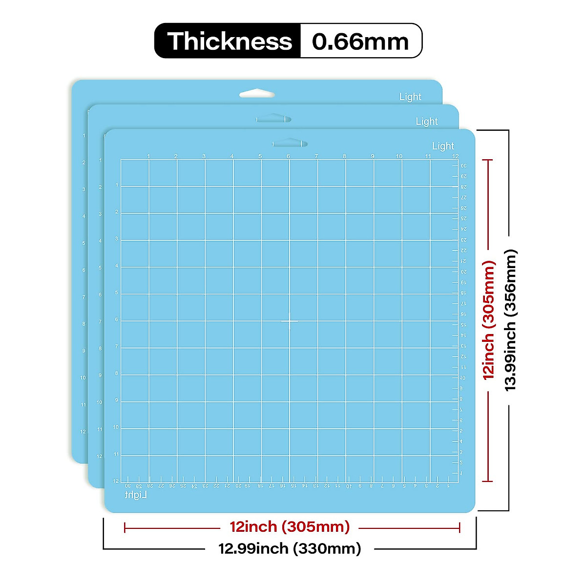 Gwybkq Cutting Mat for Cricut Maker 3/Maker/Explore 3/Air 2/Air/One 12 Pack 12x12 Adhesive Sticky Light Cut Mats Replacement Accessories Quilting Scrapbooking & Stamping Supplies Blue