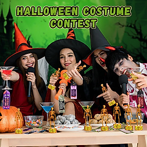 Seenelling 72 Pack Halloween Party Costume Contest Ballot Set of Boxes, 40 Voting Ballots, 10 Skeleton Trophy, 10 Award Ribbons and 12 Gold Stickers for Home Indoor Office Vote Party Game