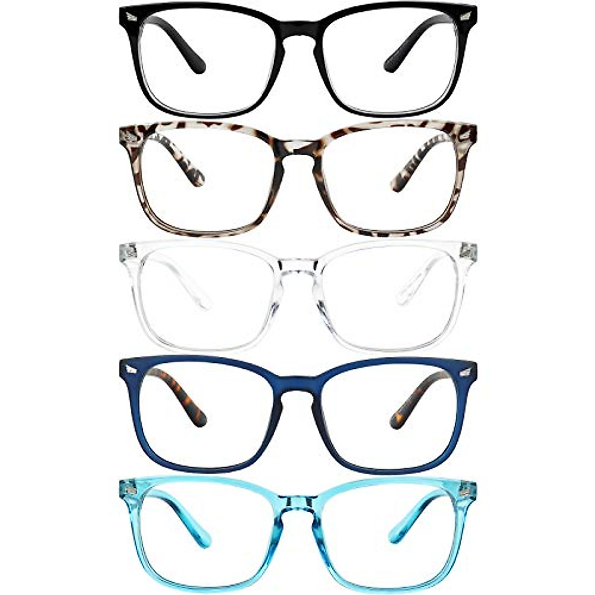 Yogo Vision Blue Light Blocking Computer Glasses Anti Glare Reduce Eyestrain Eyeglasses for Computers Screens for Men and Women (5 pack)