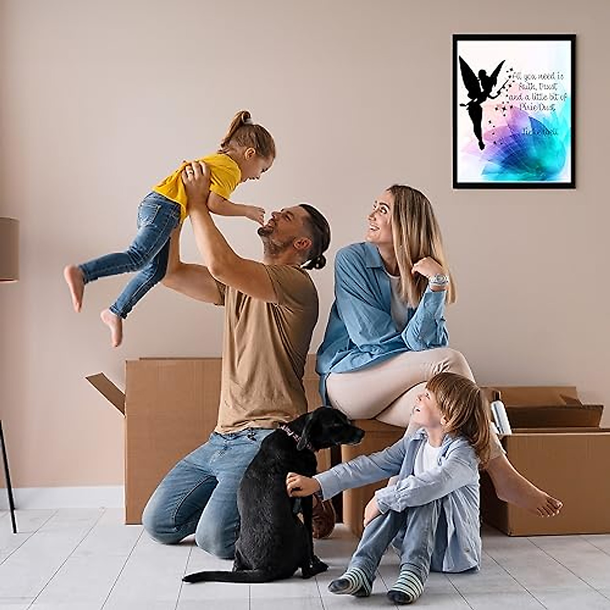 Tinkerbell Quotes- Faith, Trust & Pixie Dust- Inspirational Typographic Wall Art with Fairy Tale Print, Peter Pan Themed Wall Art Print For Home Decor, Bedroom Decor & Nursery Decor. Unframed - 8x10”