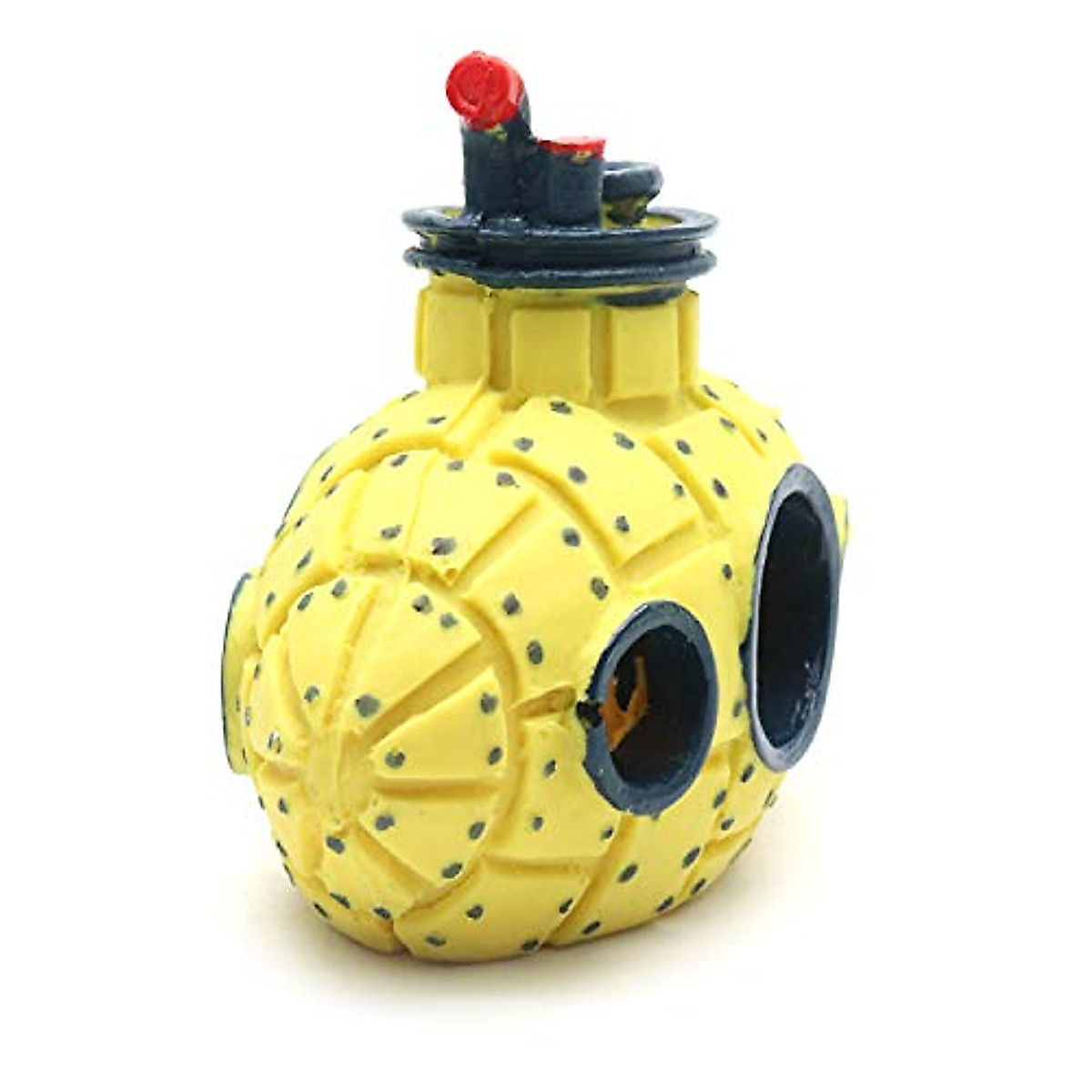 Xiaoyztan Yellow Submarine Style Aquarium Bubble Maker Decoration Fish Tank Ornament Landscape Hiding Cave with Air Stone