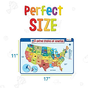 merka Placemats for Kids Placemat Kids Placemats for Dining Table Solar System Human Body Chart World Geography and USA Map Set of 4 Reusable