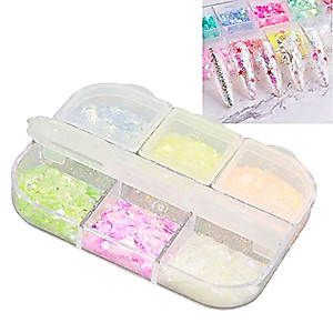 Nail Powder, Nail Glitter Mixed Glitter 6 Colors Aurora Chrome Nail Powder DIY Craft Elegant Nail Dust Sand Powder Nail Art Decoration Luminous Decorative Nail Art Sequins for