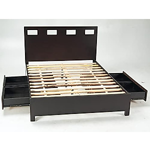 Modus Furniture Solid Wood 2-Side Storage Bed, California King, Riva - Espresso