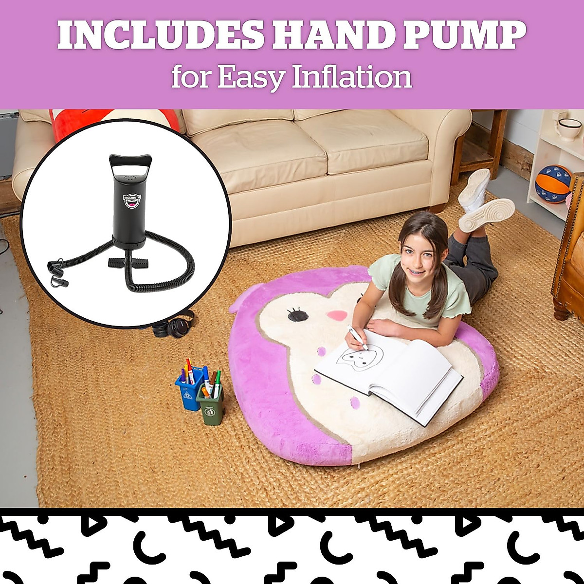 BigMouth x Squishmallows Original Inflat-A-Pal, Inflatable Floor Pillow, Jumbo Animal Cushion Lounger for Kids - Holly The Owl Squishmallow