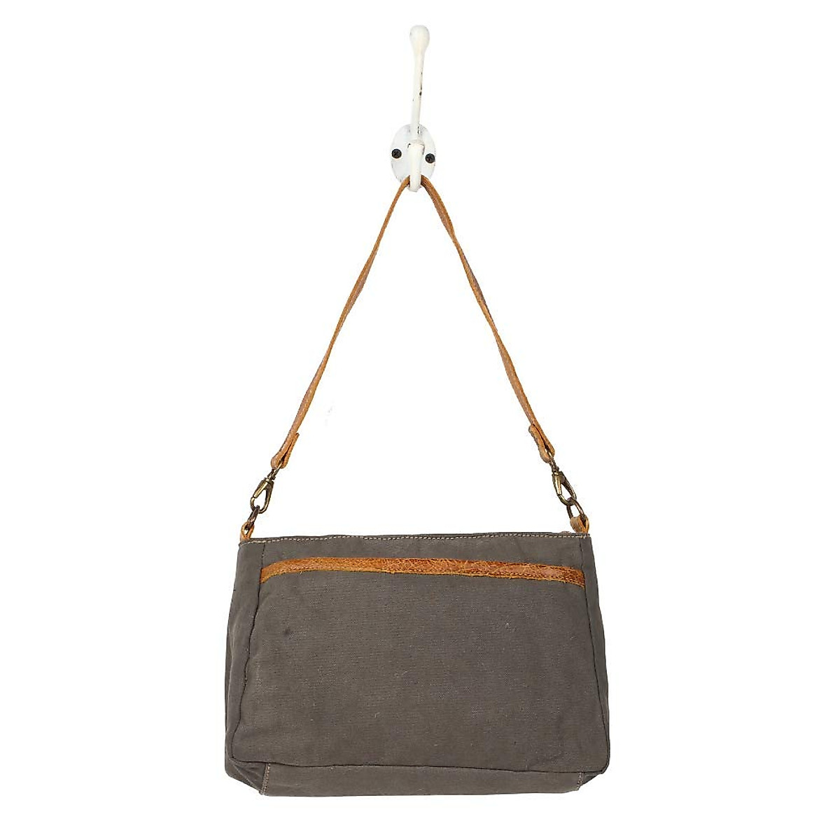 Myra Bag Classical Upcycled Canvas & Cowhide Leather Shoulder Bag S-1222, One Size For Women