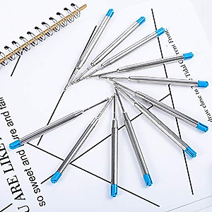 HeTaoCat Blue Ink Refill Pack of 5, Replaceable Ballpoint Pen Refills, Medium Point Metal Refil (Blue)